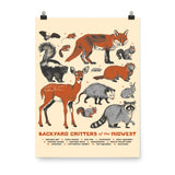 Backyard Critters of the Midwest Poster – United State of Indiana