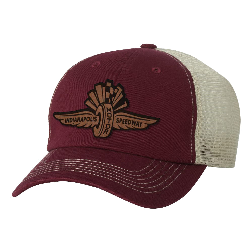 Leather Winged Wheel Trucker Cap – United State of Indiana