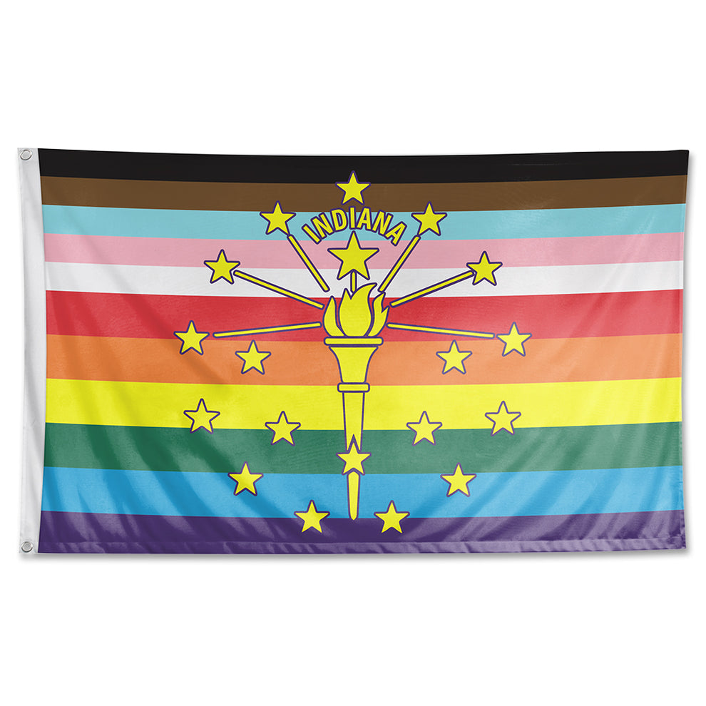 Indiana Torch Rainbow Pride Flag (3x5ft) – United State of Indiana