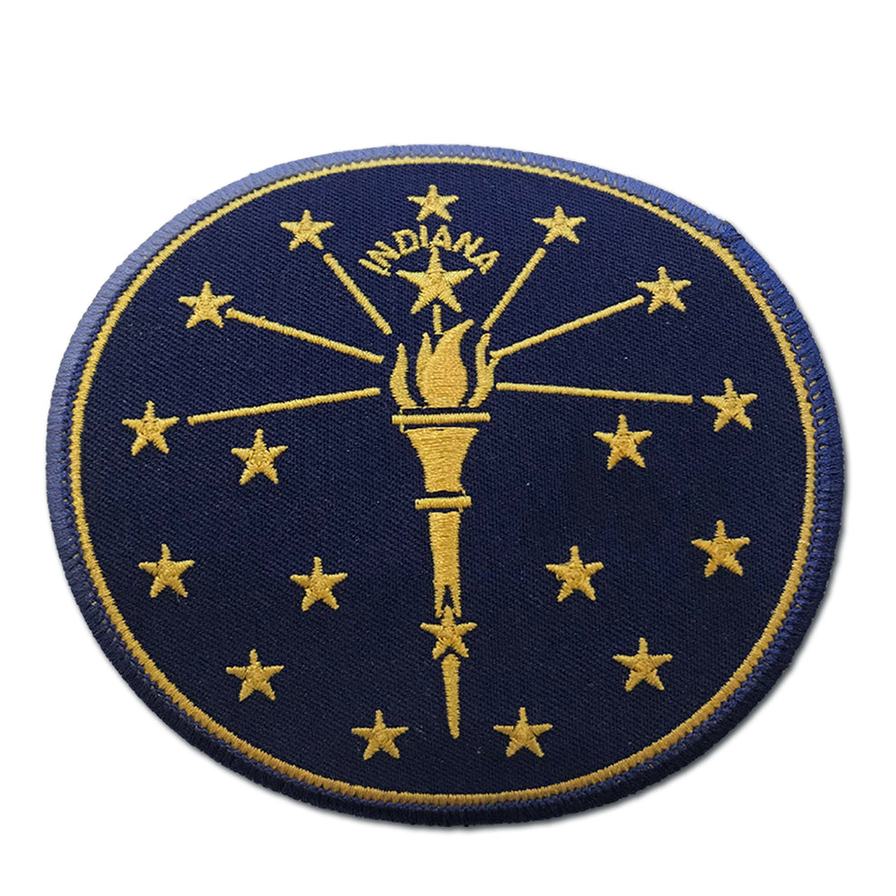 Torch and Stars Iron-On Patch – United State of Indiana
