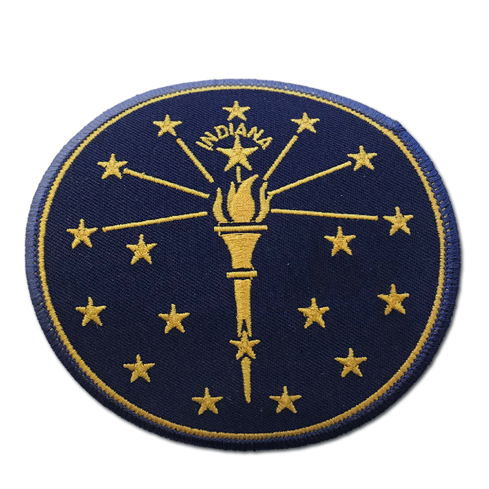 Torch and Stars Iron-On Patch – United State of Indiana